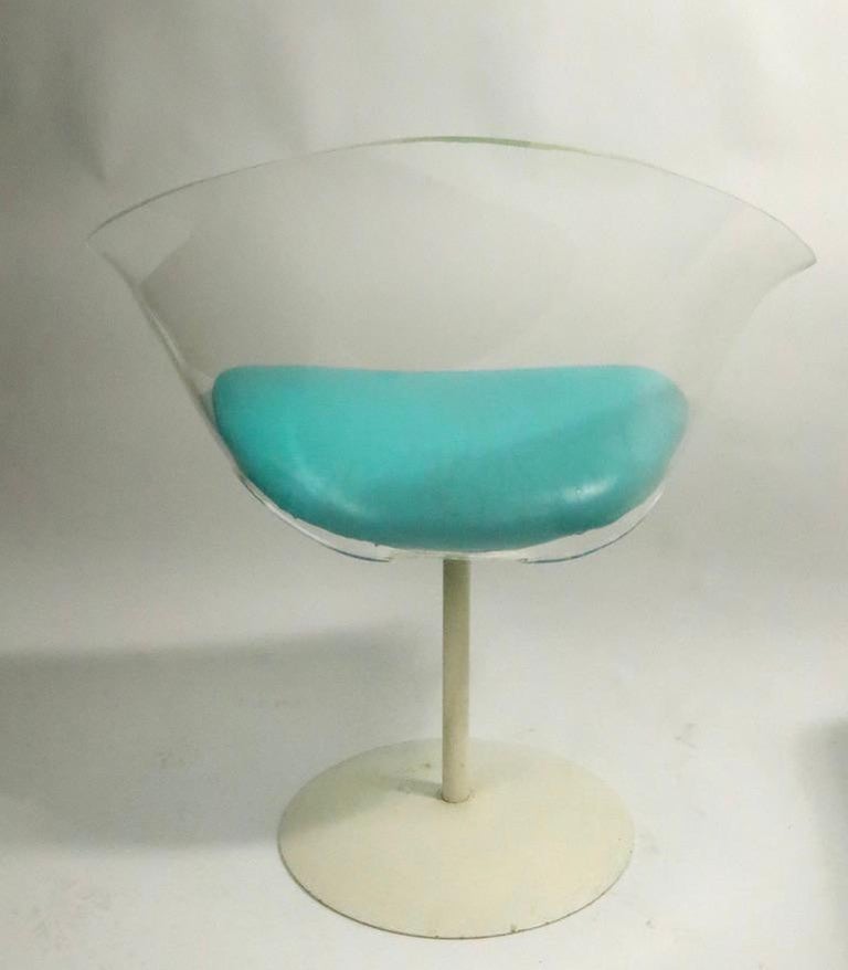 Pair of Lucite Shell Swivel Chairs For Sale at 1stDibs