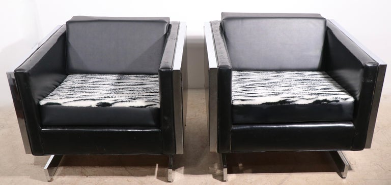 Pr. Mid-Century Modern Cube Form Lounge Chairs by Patrician After ...