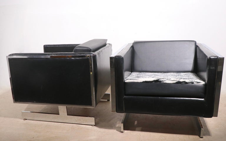 Pr. Mid-Century Modern Cube Form Lounge Chairs by Patrician After ...