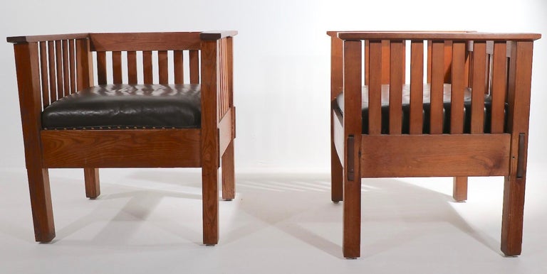 Pr. Prairie School Mission Even Arm Cube Chairs at 1stDibs