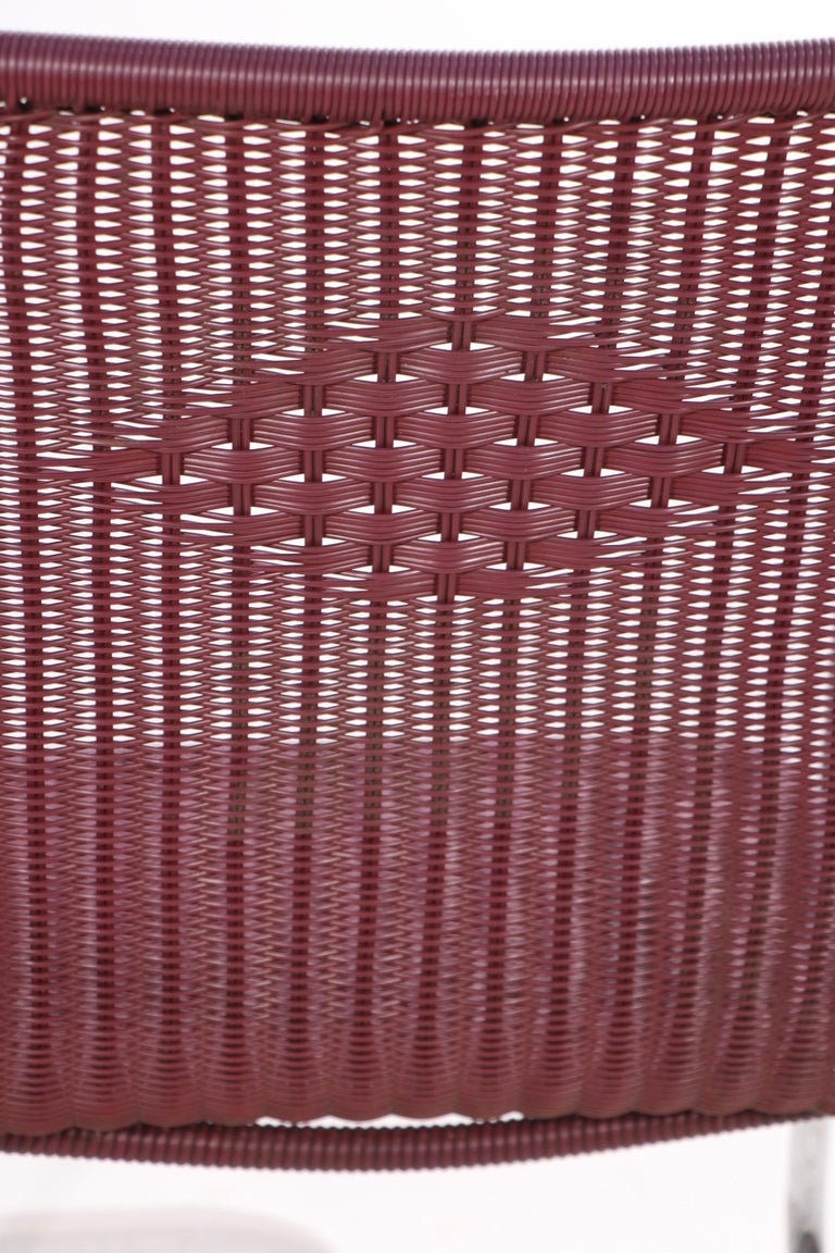 Pr. Tubular Chrome and Woven Plastic Cantilevered Lounge Chairs For ...