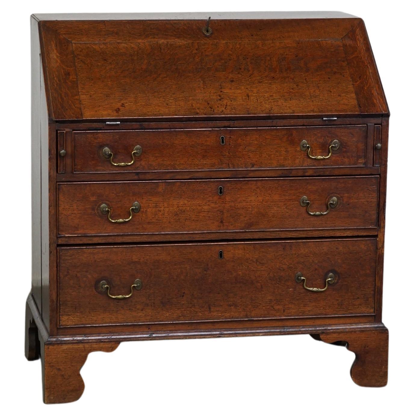 Practical antique English oak 18th century secretary/flap desk For Sale ...