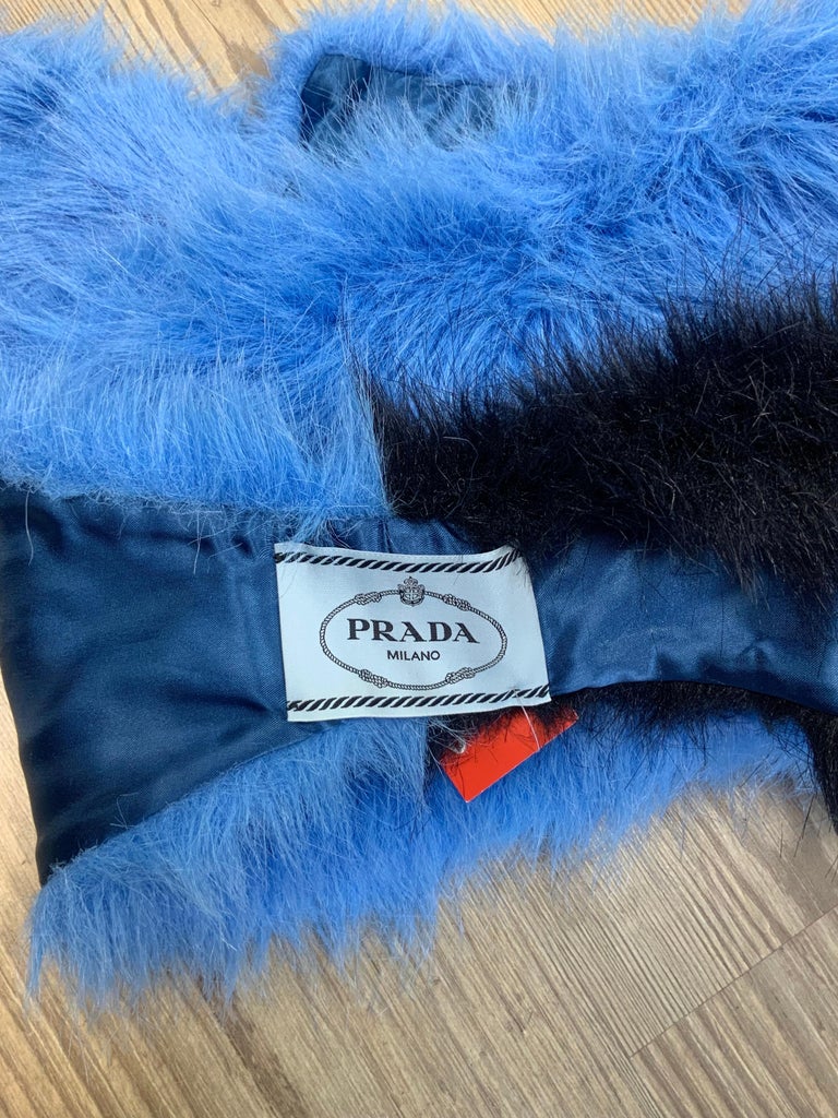 Prada 2011 Runway 2011 bicolor faux far stole scarf wrap For Sale at ...