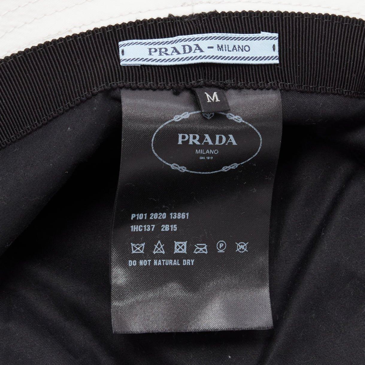 PRADA 2020 Re Nylon Symbole white enamel triangle logo bucket hat M For ...