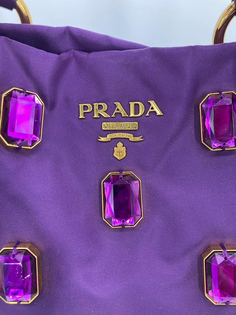 Prada Anemone Tessuto Pietre Nylon Jeweled Tote Bag For Sale at 1stDibs