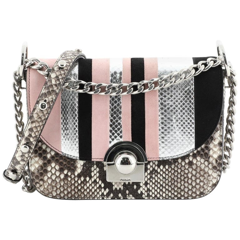 Prada Arcade Chain Crossbody Python And Suede at 1stDibs