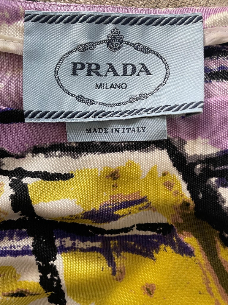 Prada Archive Print Venice Postcard Jersey Dress with Belt For Sale at ...