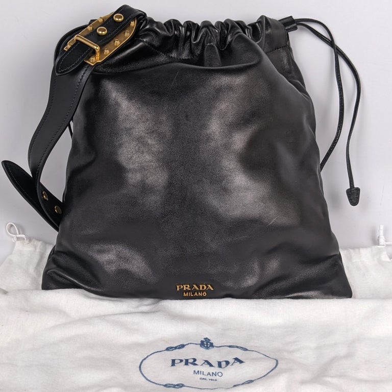 Prada Astrology-Embellished Large Drawstring Hobo Leather Black For ...