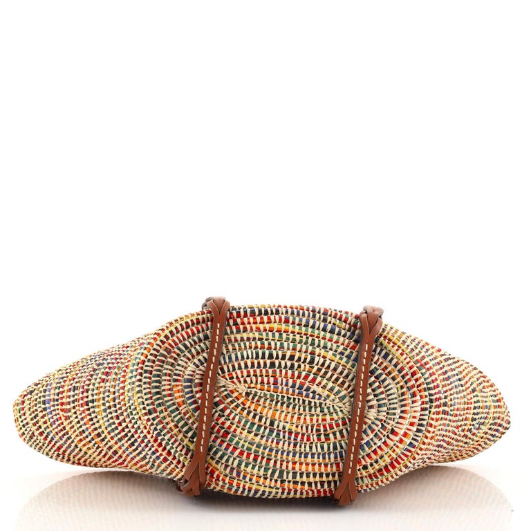 Prada Basket Tote Woven Raffia with Leather Medium For Sale at 1stDibs