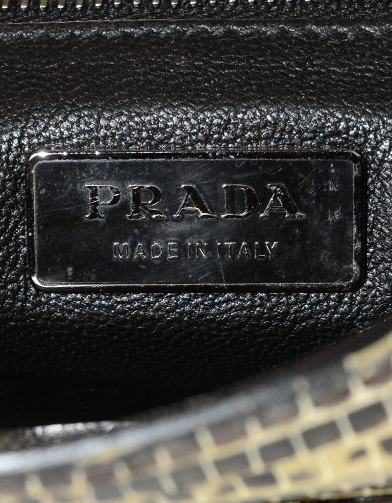 Prada Beige/Black Lizard Pochette Bag W/ Croc and Crystal Detailing For ...