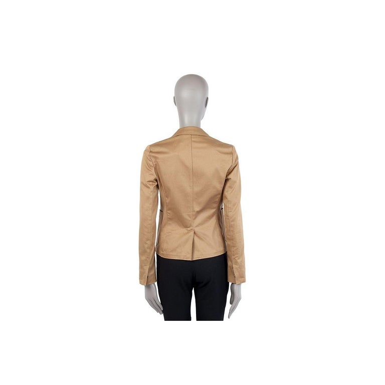 PRADA beige cotton PATCH POCKET Blazer Jacket 40 S For Sale at 1stDibs