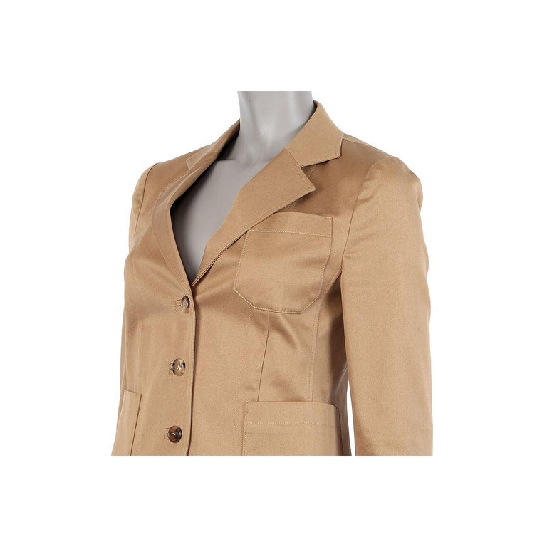 PRADA beige cotton PATCH POCKET Blazer Jacket 40 S For Sale at 1stDibs
