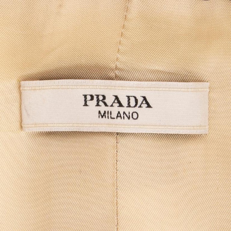 PRADA beige KNIT COLLAR VINYL Peacoat Coat Jacket 40 S For Sale at 1stDibs