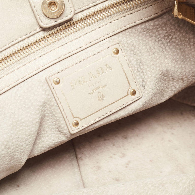 Prada Beige Leather Shoulder Bag For Sale at 1stDibs