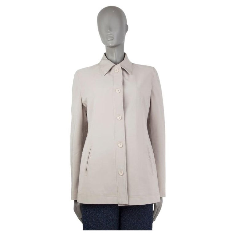 PRADA beige nylon BUTTON-FRONT Jacket 46 XL For Sale at 1stDibs