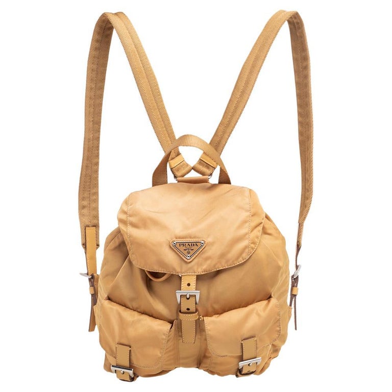 Prada Beige Nylon Drawstring Small Backpack at 1stDibs