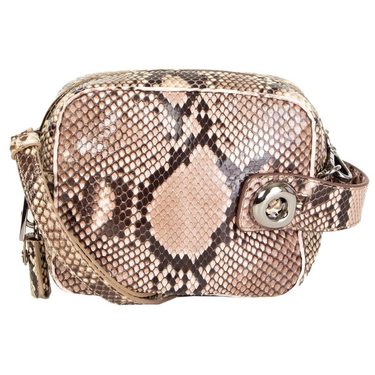 PRADA beige pink PYTHON snakeskin Crossbody Shoulder Bag at 1stDibs