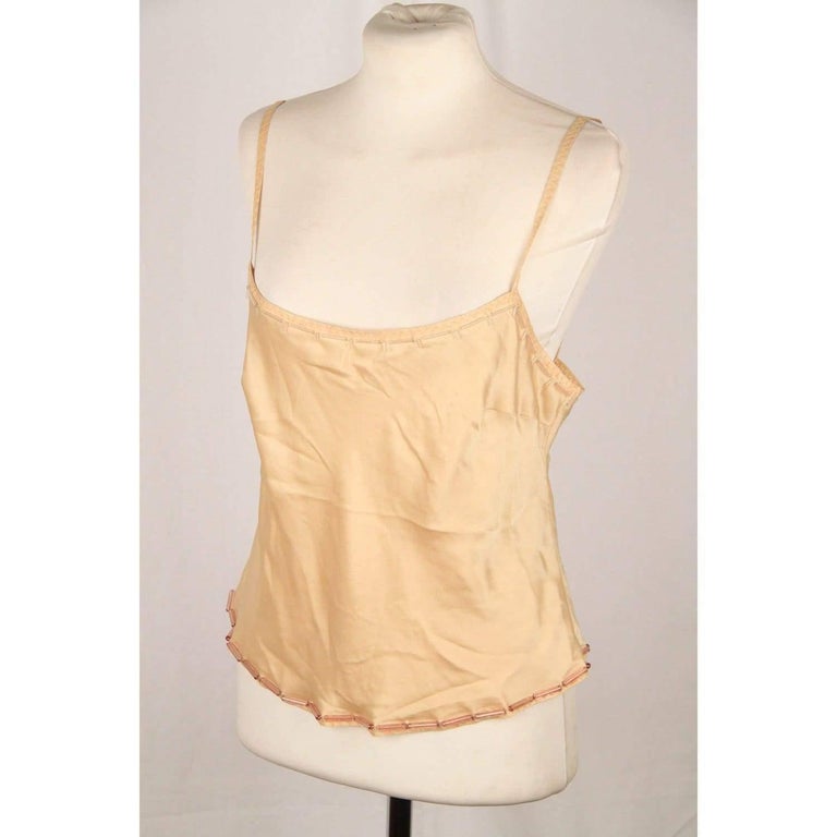 PRADA Beige Silk CAMI TOP with Beads SIZE 44 For Sale at 1stDibs ...