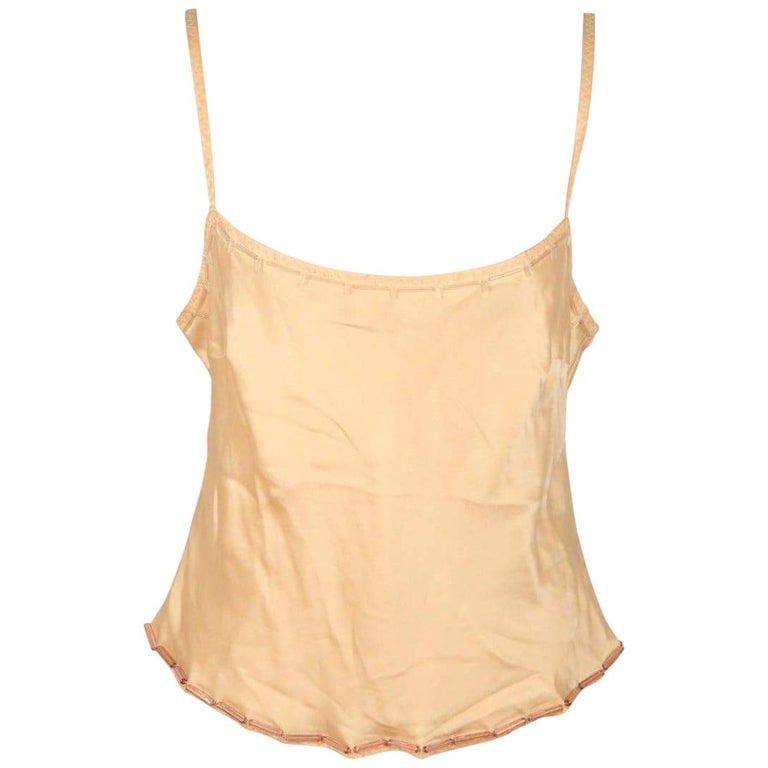PRADA Beige Silk CAMI TOP with Beads SIZE 44 For Sale at 1stDibs ...