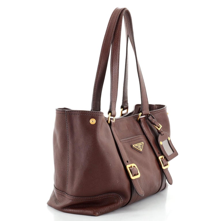 Prada Belted Side Snap Tote Vitello Daino Large at 1stDibs