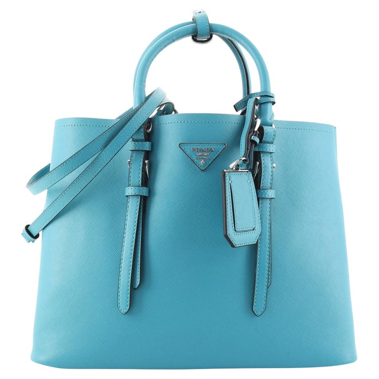 Prada Belted Strap Cuir Double Tote Saffiano Leather Medium at 1stDibs