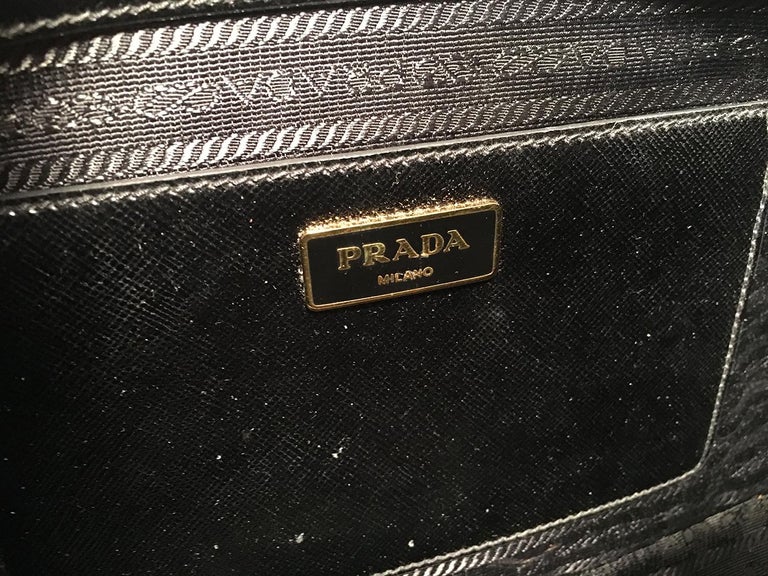 Prada Black and White Patent Saffiano Galleria Flower Bag at 1stDibs ...