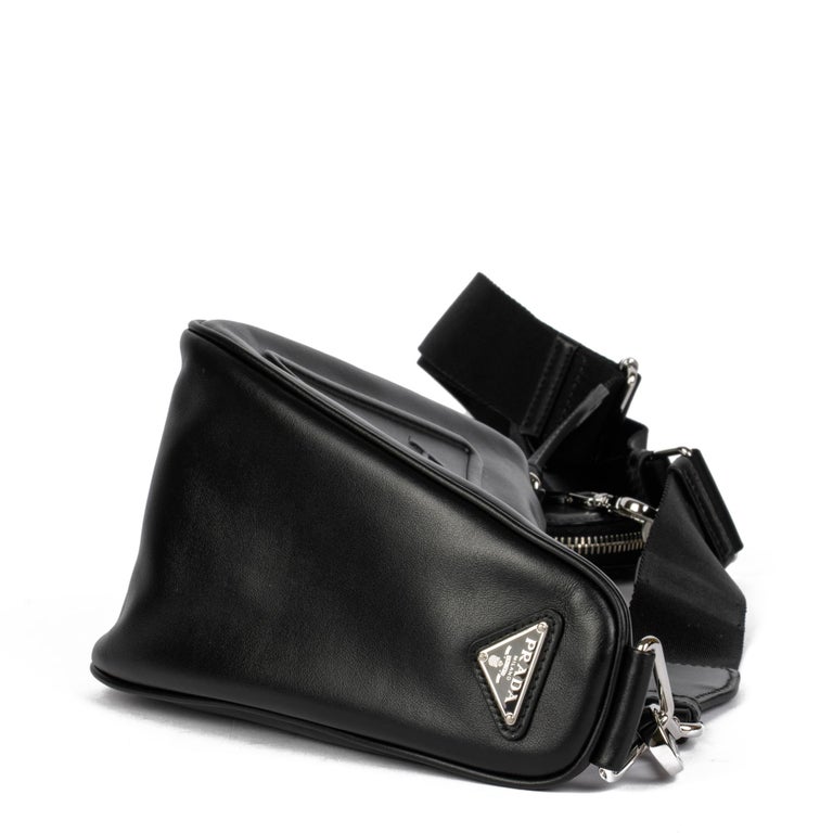 PRADA Black Calfskin Leather Triangle Shoulder Bag at 1stDibs