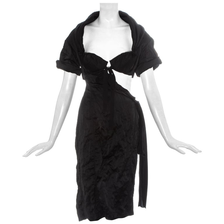 Prada black crinkled dress with cut-out and attached bra, ss 2009 For ...