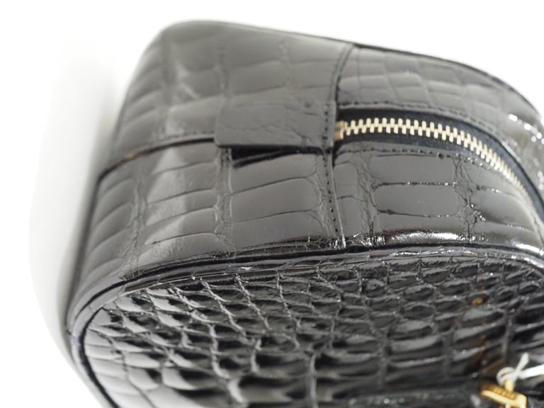 Prada black croco leather handbag shoulder bag For Sale at 1stDibs