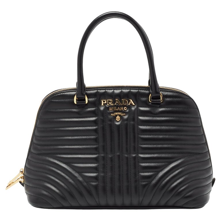 Prada Black Diagramme Quilted Leather Promenade Satchel at 1stDibs