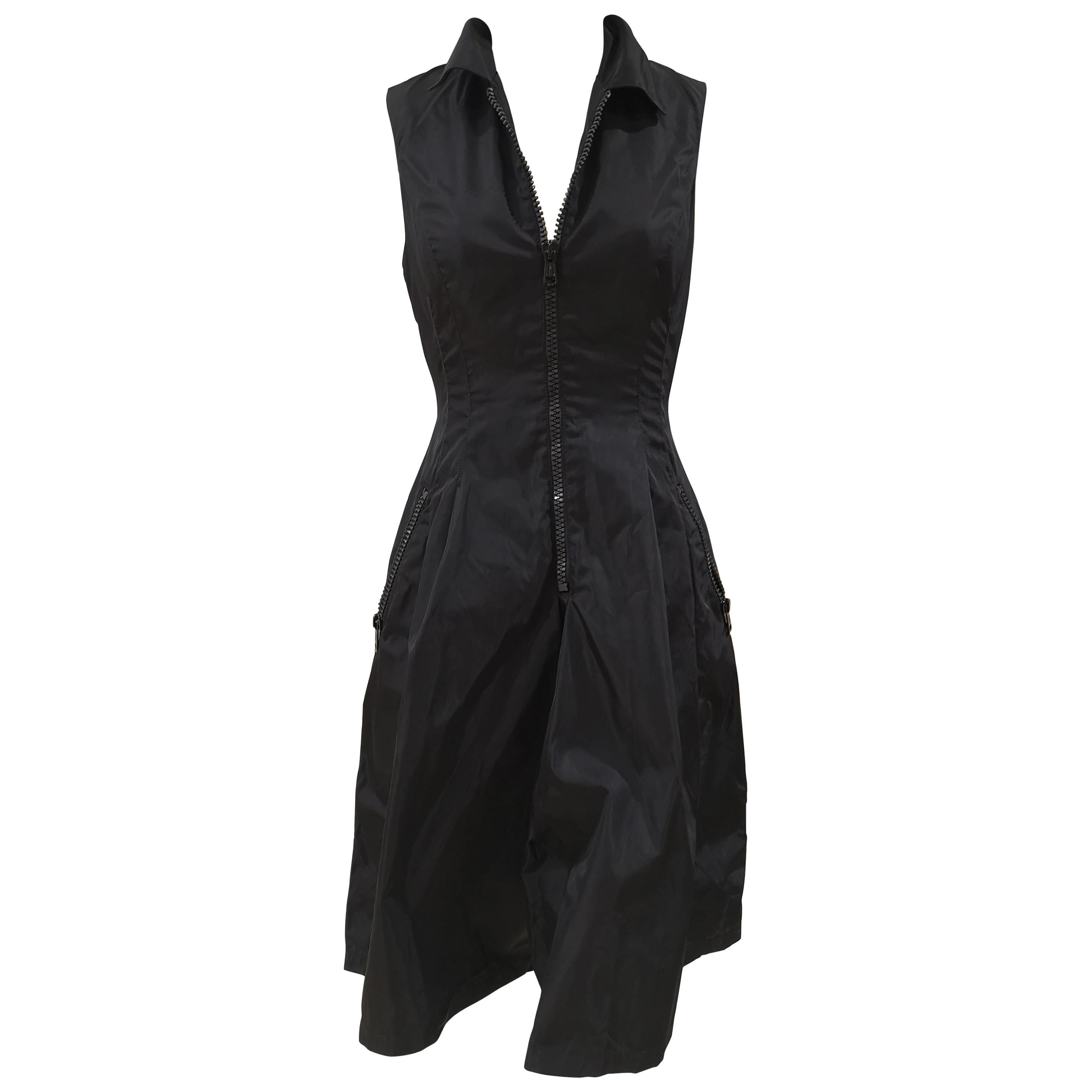 Prada Black Silk Chiffon Cocktail Dress with Bow at 1stDibs