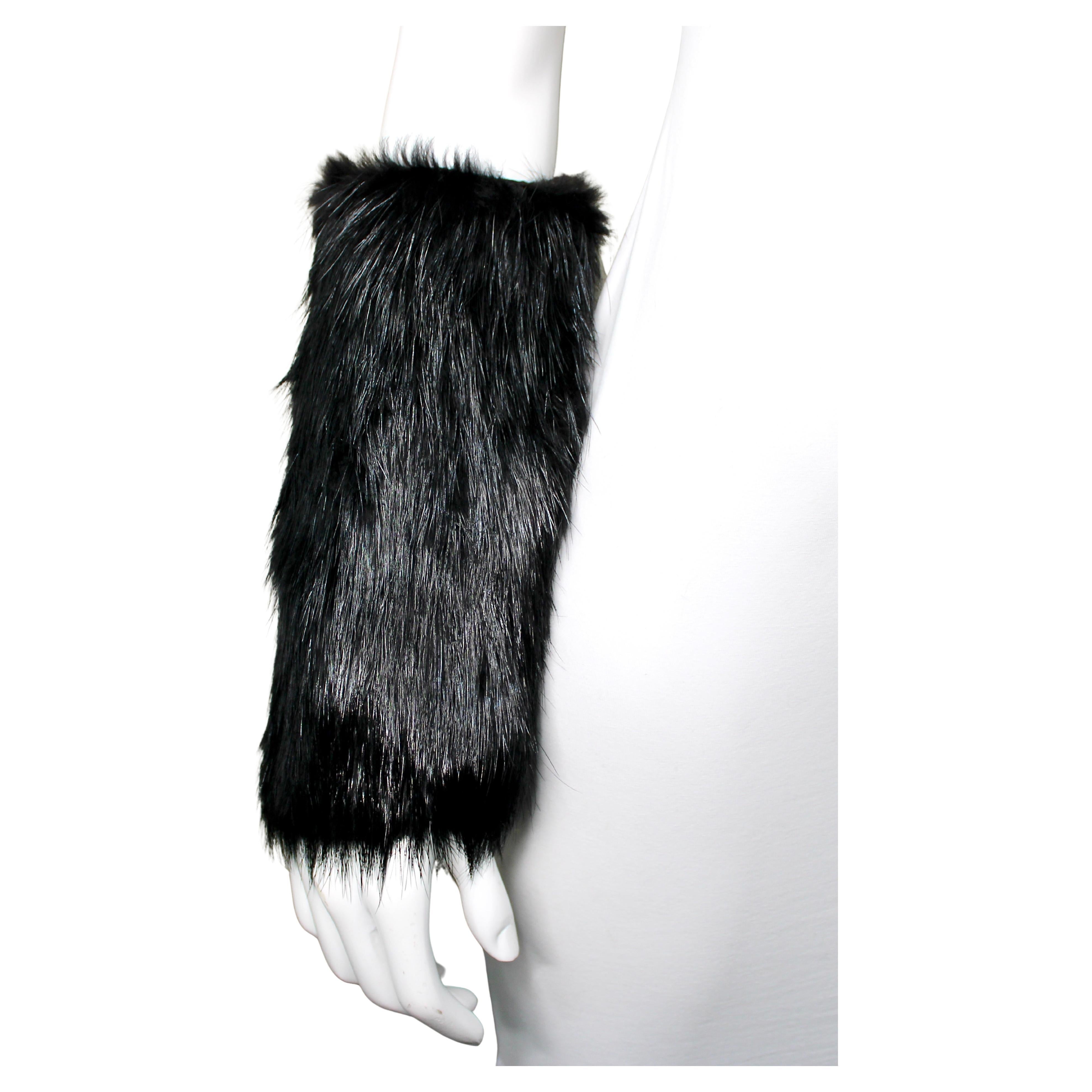 Prada Black Dyed Beaver Fur Arm Cuffs For Sale at 1stDibs