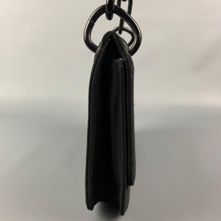 PRADA Black Fabric Acetate Chain Shoulder Bag Handbag at 1stDibs