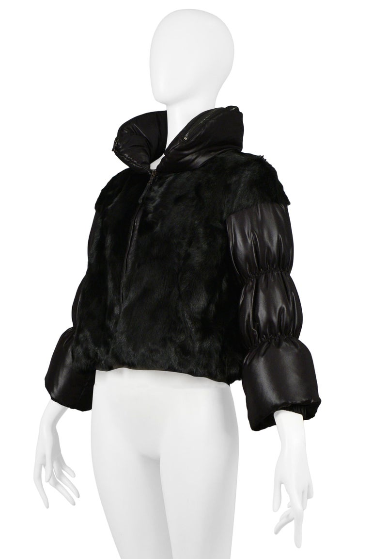 Prada Black Goat Fur Puffer Jacket For Sale at 1stDibs