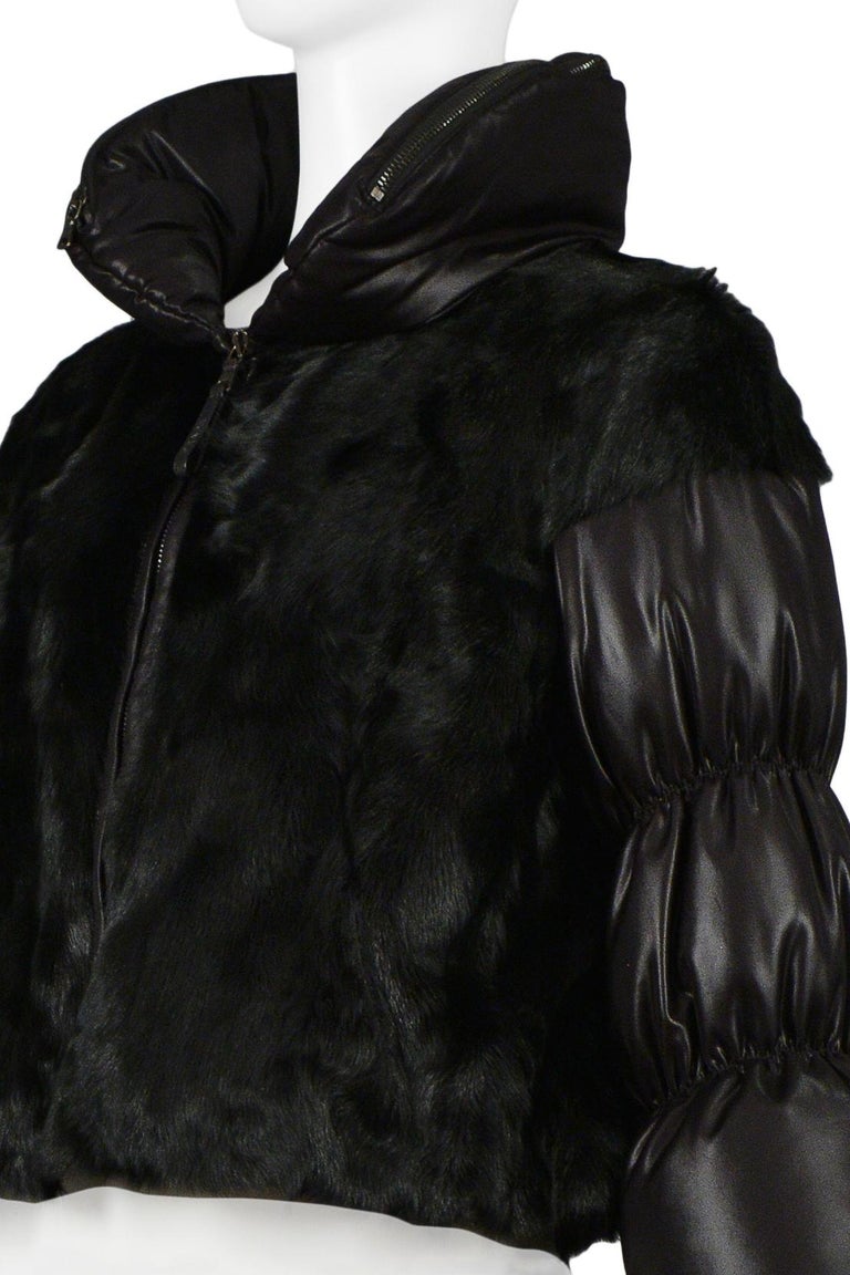 Prada Black Goat Fur Puffer Jacket For Sale at 1stDibs