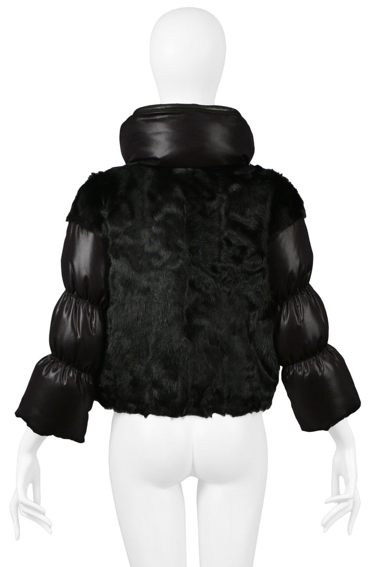 Prada Black Goat Fur Puffer Jacket For Sale at 1stDibs