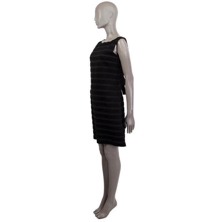 PRADA black and grey wool PANALED Sleeveless Dress 40 For Sale at 1stDibs