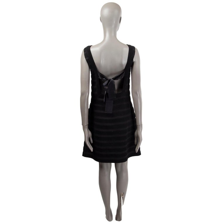 PRADA black and grey wool PANALED Sleeveless Dress 40 For Sale at 1stDibs
