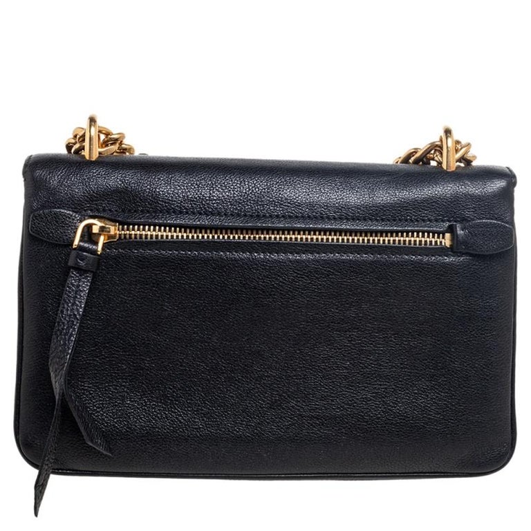 Prada Black Leather Hawaii Chain Flap Crossbody Bag at 1stDibs