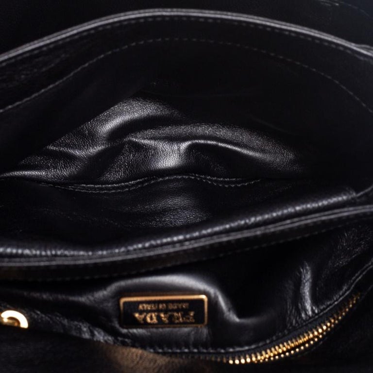 Prada Black Leather Hawaii Chain Flap Crossbody Bag at 1stDibs