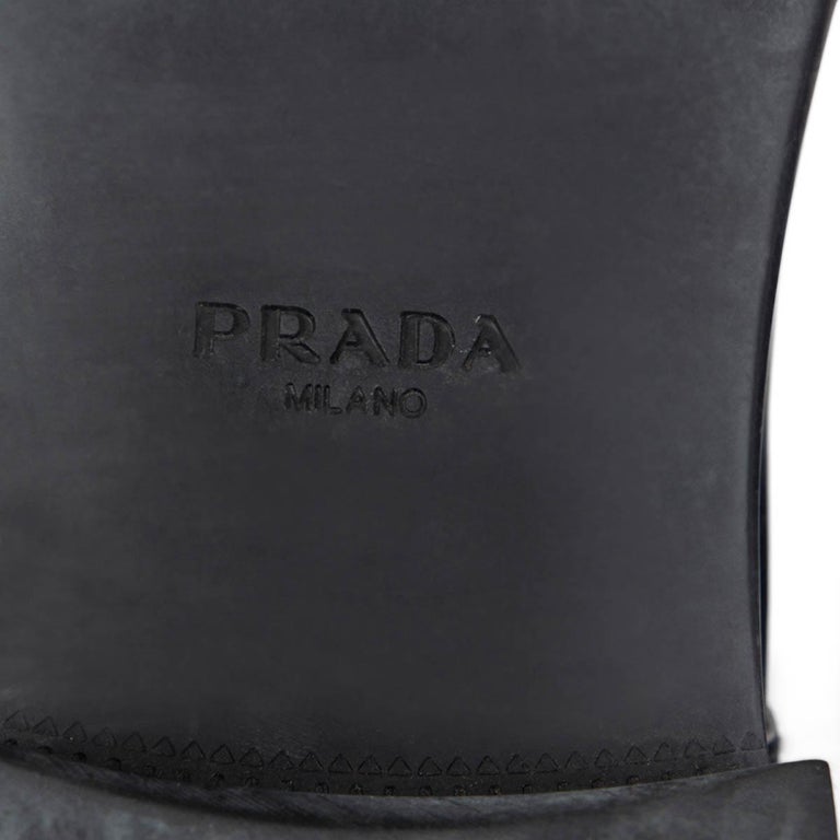 PRADA black leather LACE-UP Ankle Boots Shoes 40 For Sale at 1stDibs