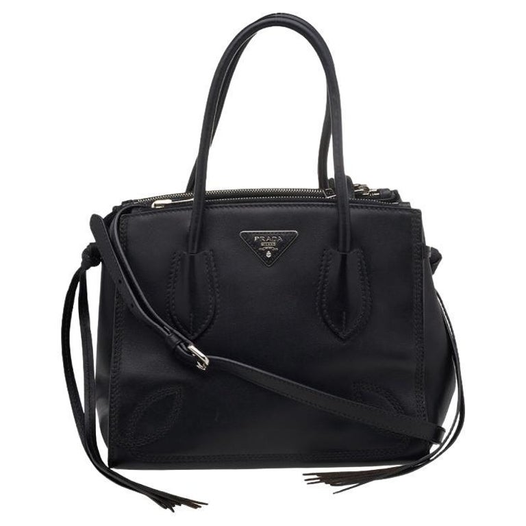 Prada Black Leather Stitch Double Zip Tote at 1stDibs