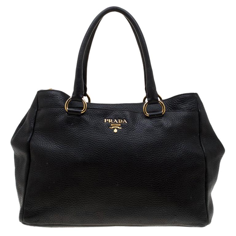 Prada Black Leather Top Handle Bag For Sale at 1stDibs