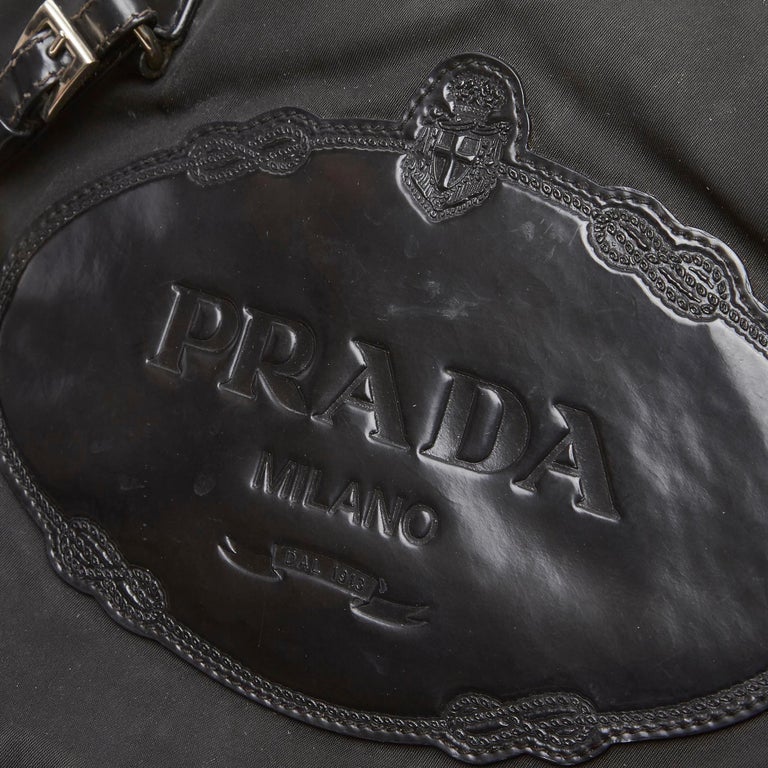 Prada Black Logo Nylon Handbag For Sale at 1stDibs