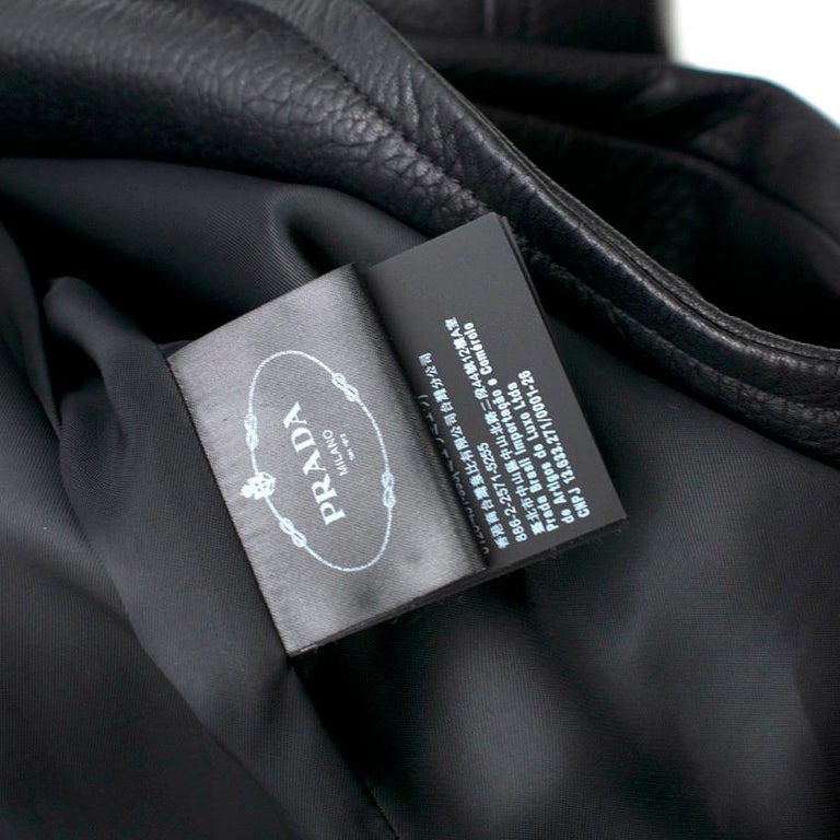 Prada black long leather oversized jacket US 2 at 1stDibs