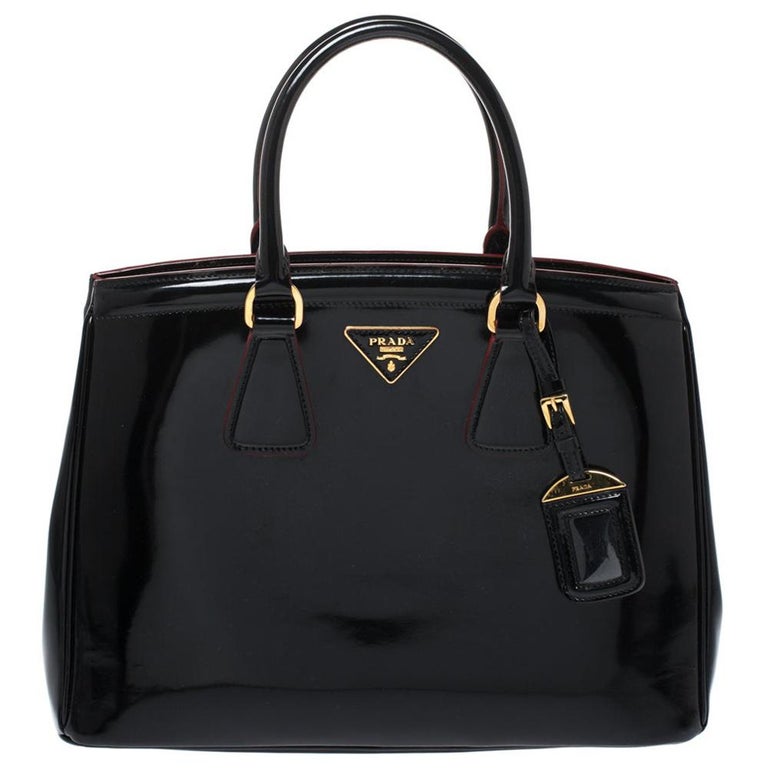 Prada Black Lux Patent Leather Parabole Tote at 1stDibs