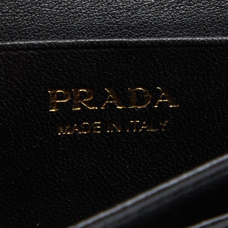 Prada Black Move Leather Logo Flap Card Case at 1stDibs