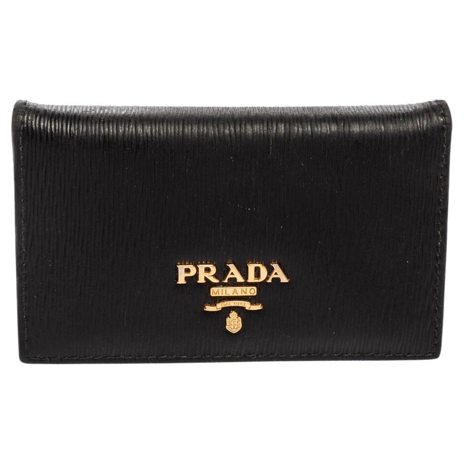 Prada Black Move Leather Logo Flap Card Case at 1stDibs | 1mc122
