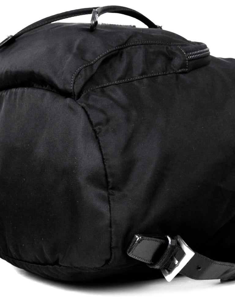 Prada Black Nylon Backpack Bag with Front Zipper Pocket For Sale at 1stDibs