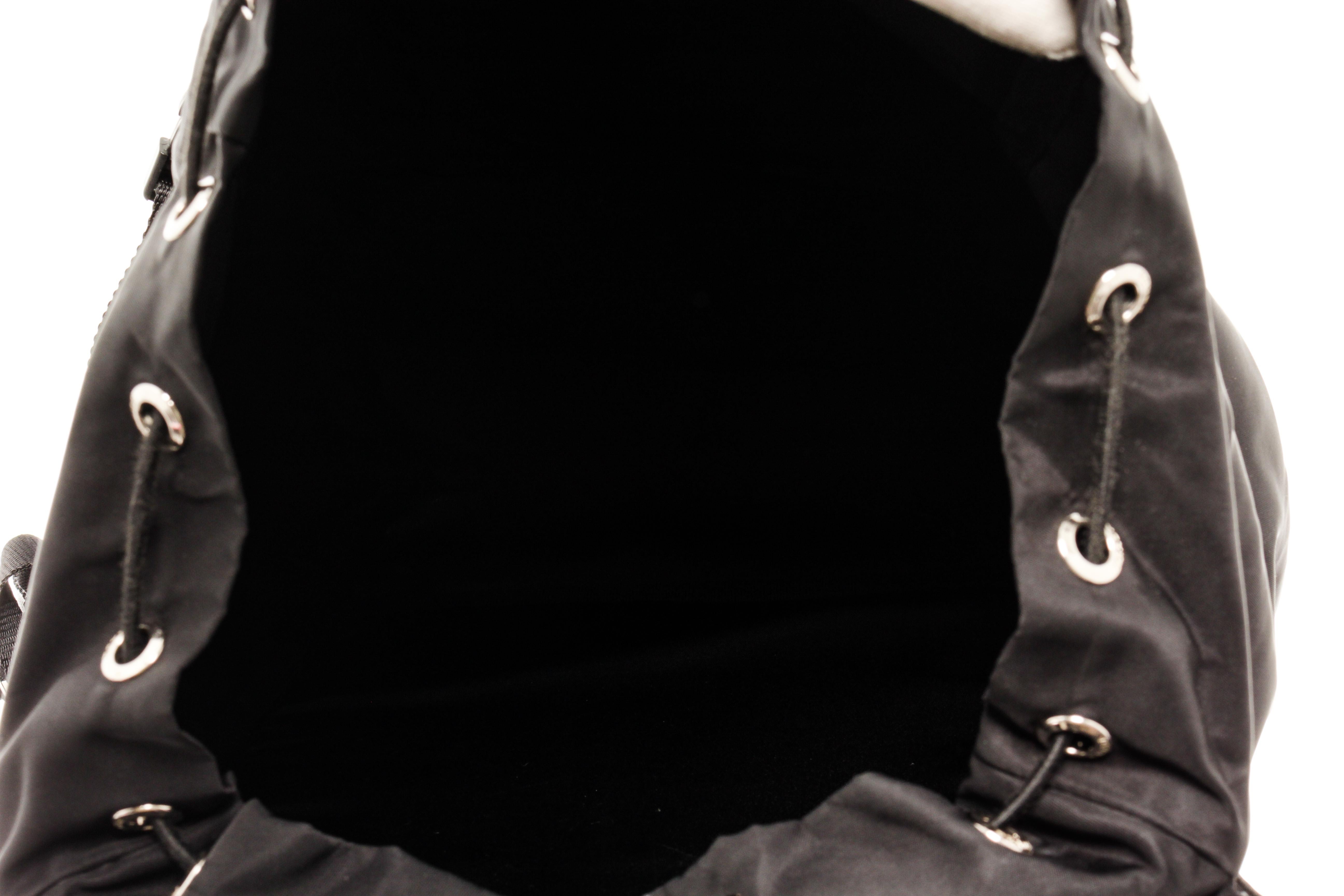 Prada Black Nylon Backpack at 1stDibs | prada silver backpack